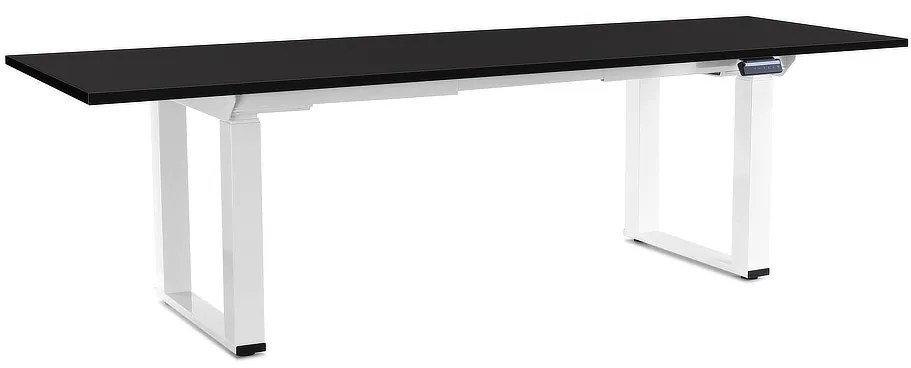 Výškově nastavitelný stůl OfficeTech Strong 240 x 80 cm, bílá podnož, černá