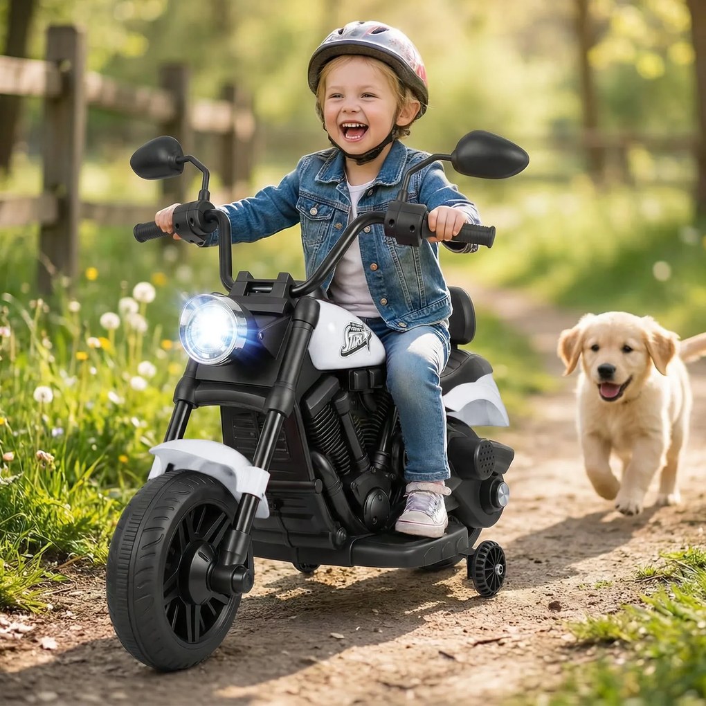 Costway 6 V dětský motocyklový chopper motorka s hudbou, předním nožním pedálem