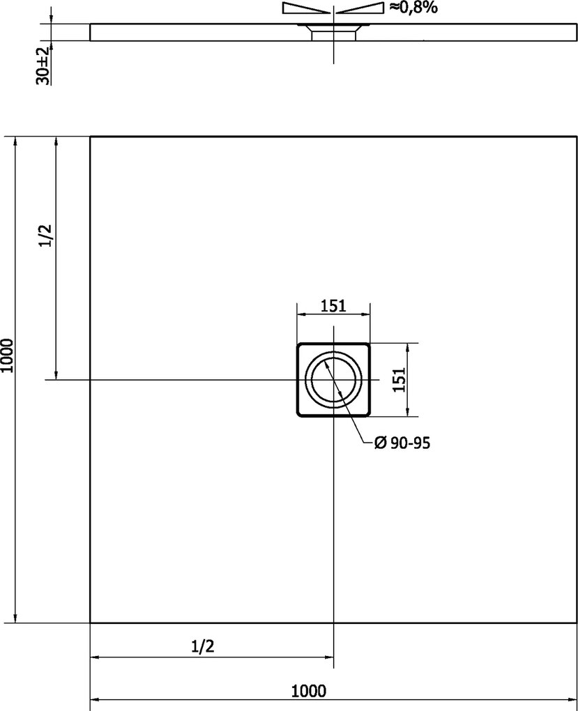 Polysan Polysan, FLEXIA sprchová vanička z litého mramoru s možností úpravy rozměru 100x100x3cm, 71552