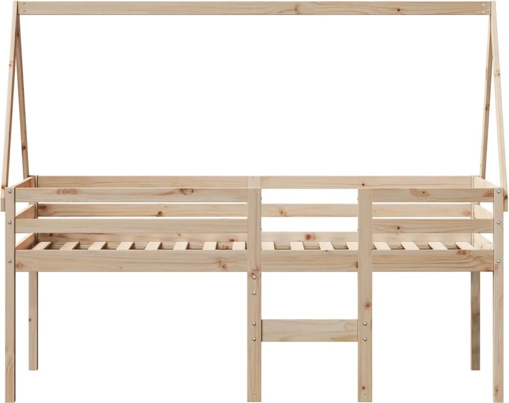Patrová postel se střechou 75 x 190 cm masivní borové dřevo 3282101