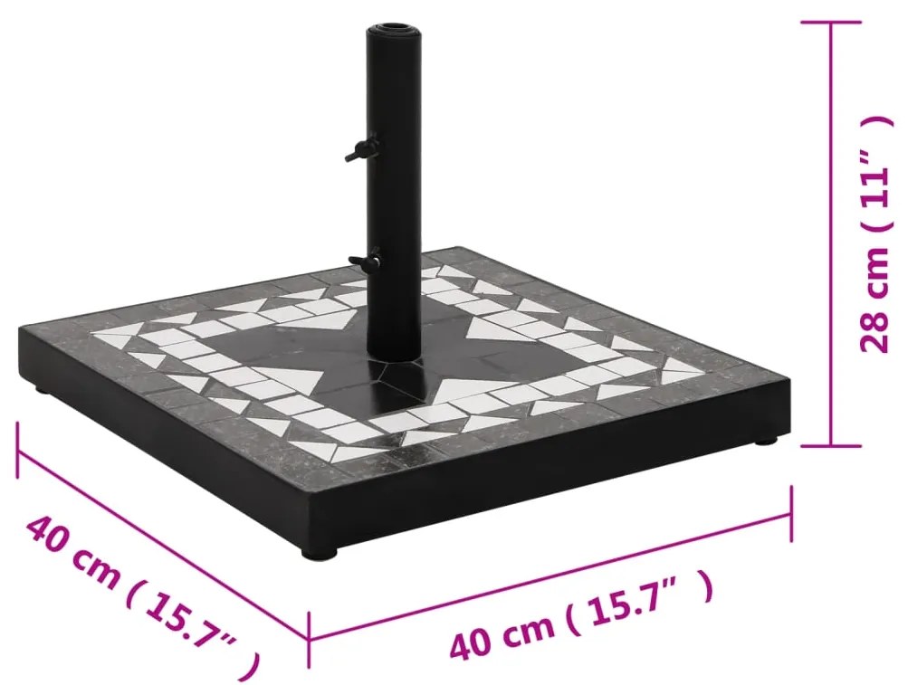 Základna na slunečník černá a bílá čtvercová 12 kg - Default Title