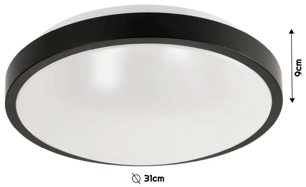 ECOLIGHT LED stropní svítidlo 2xE27 kulatá černá + 2x E27 10W neutrální bílá
