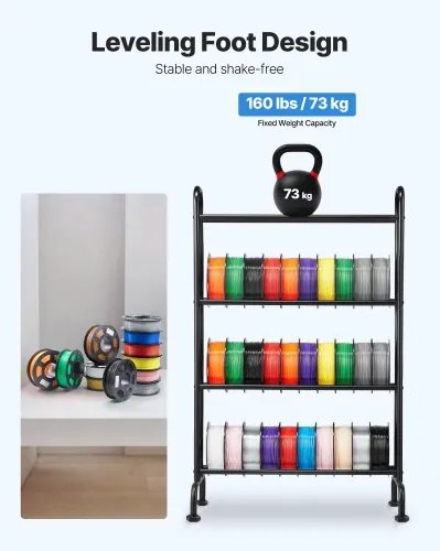 Stojan na filamenty pro 3D tiskárny, 4úrovňový stojan na těžké skladování VEVOR