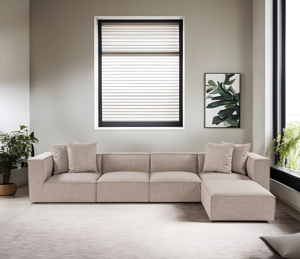 Hanah Home Pohovka SORA s pufem béžová 430 cm