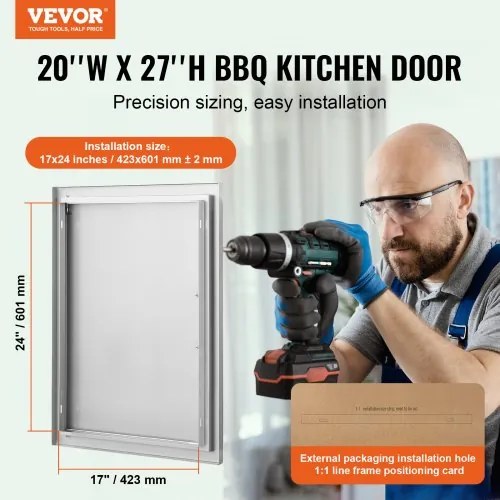 BBQ přístupová dvířka, 508 × 686 mm jednoduchá venkovní kuchyňská dvířka