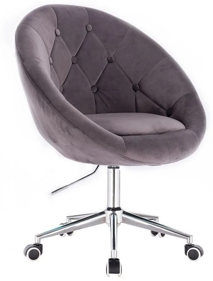 LuxuryForm DESIGN Otočné křeslo VERA VELUR na stříbrné podstavě s kolečky - tmavě šedé
