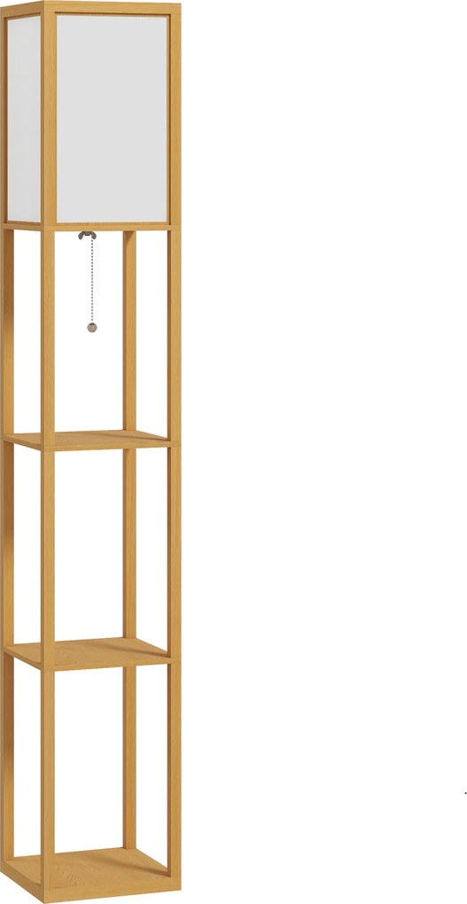 HOMCOM stojací lampa s 3 policemi, stojací svítidlo s objímkou E27, 26 x 160 cm, do obývacího/pokojového prostoru (Bez žárovky)