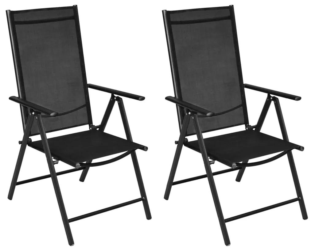 41730 vidaXL Skládací zahradní židle 2 ks hliník a textilen černé