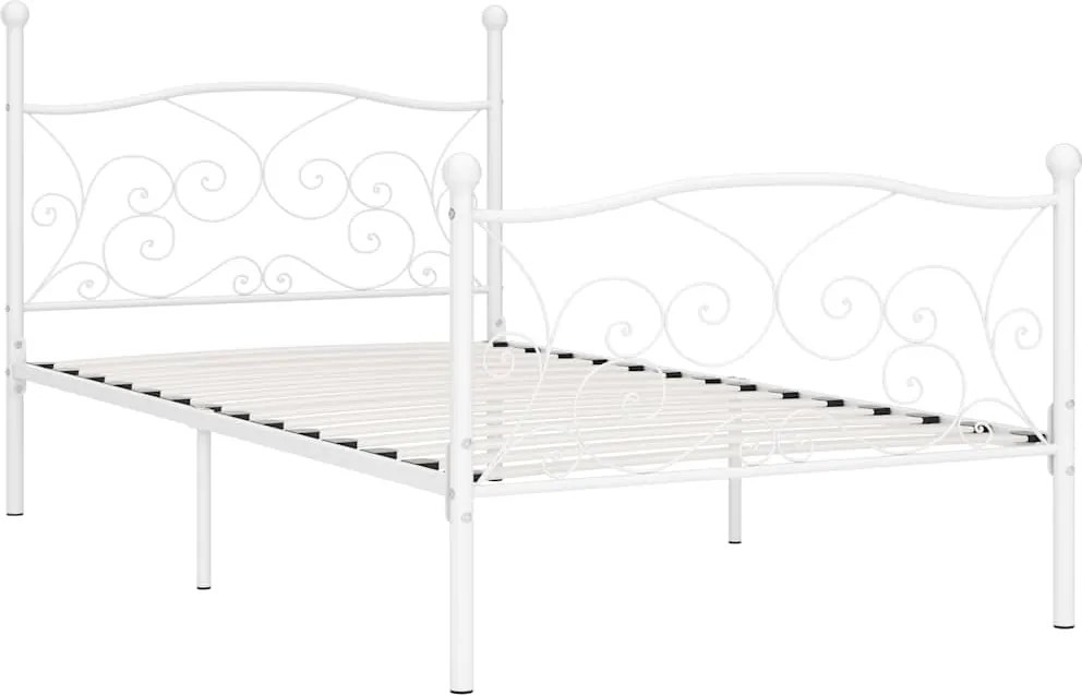 Rám postele s laťkovým roštem bílý kov 90 x 200 cm 284447