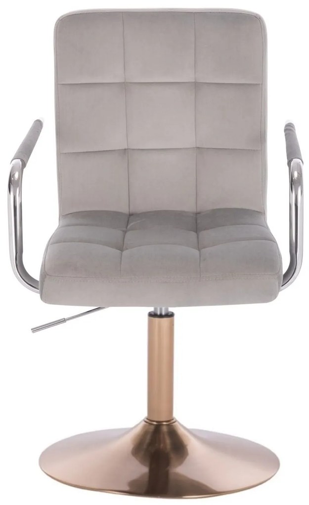 LuxuryForm DESIGN Otočná židle VERONA VELUR na zlatém talíři - světle šedá