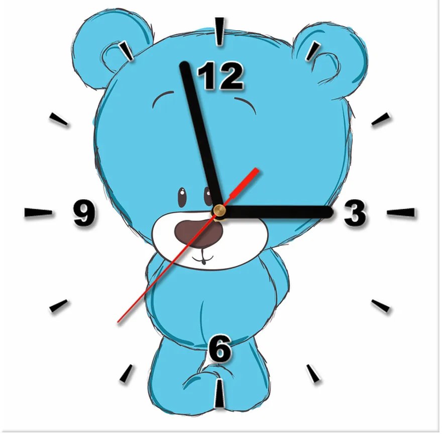 Gario Obraz s hodinami Modrý medvídek Rozměry: 30 x 30 cm