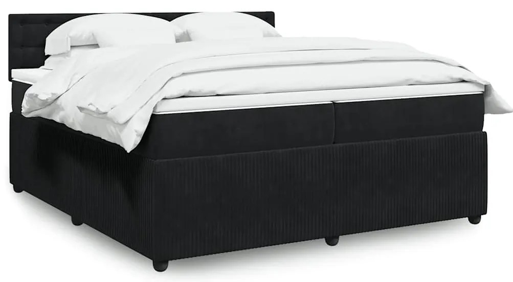 Box spring postel s matrací černá 200x200 cm samet 3290144
