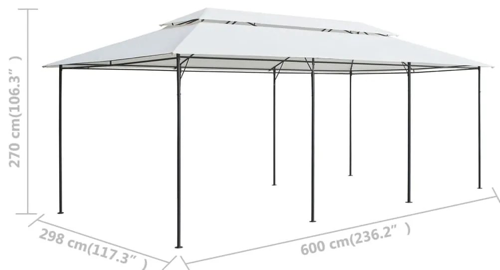 vidaXL Marketos Zahradní altán 600 x 298 x 270 cm bílý 180 g/m²
