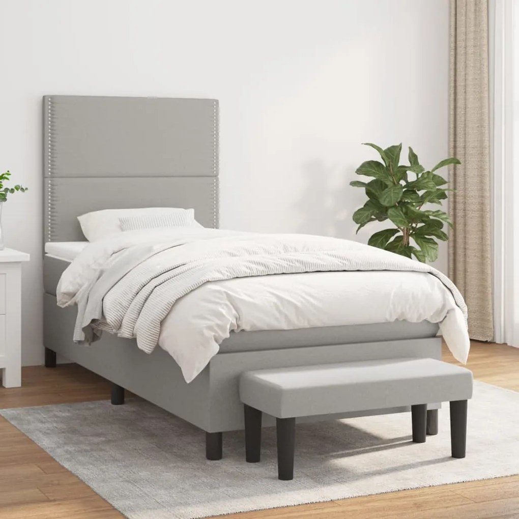 Box spring postel s matrací světle šedá 90x200 cm textil 3136485