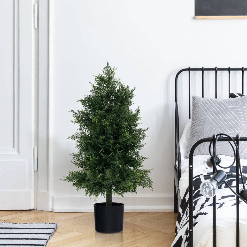 Costway Umělý cedr topiary strom s květináč a slunce odolné listy borovice