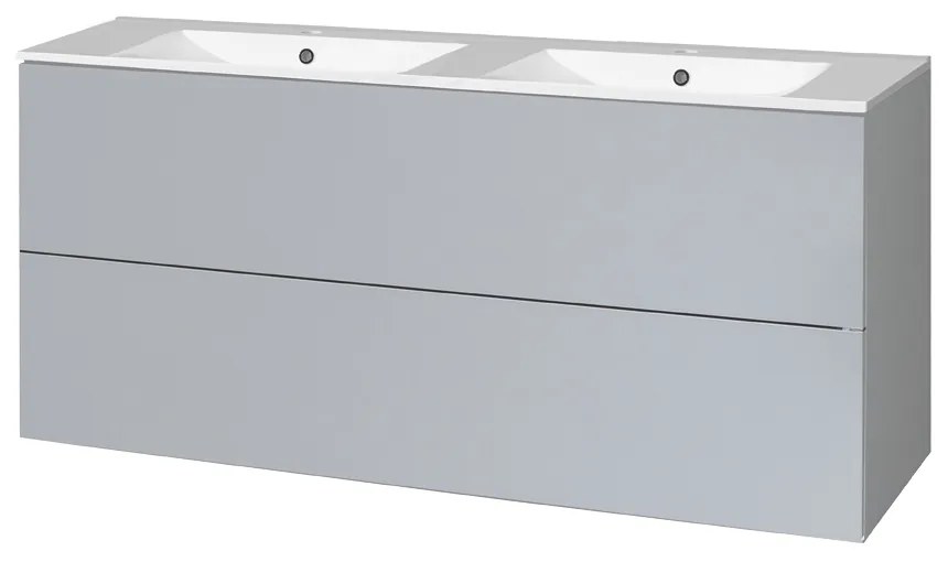 Mereo Mereo, Aira, koupelnová skříňka s keramickým umyvadlem 121 cm, bílá, dub, šedá, CN733