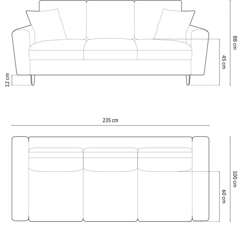 Světle modrá sametová rozkládací/s úložným prostorem pohovka 235 cm Kyoto – Cosmopolitan Design