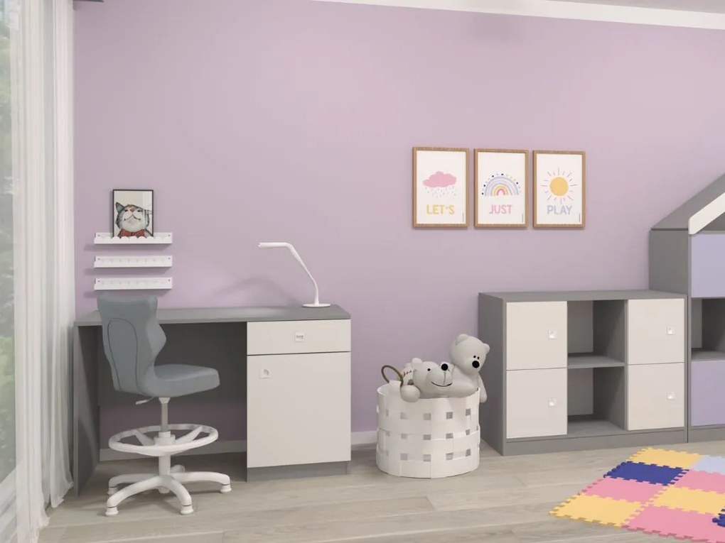 Ergonomická otočná židle pro děti k psacímu stolu ŠEDÁ Zvolte rozměr: dítě 133 - 159 cm (výška stolu 71 - 82 cm)