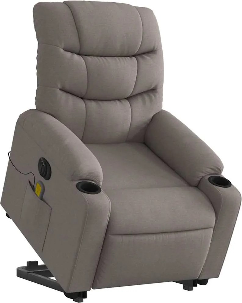 Elektrické zvedací masážní polohovací křeslo taupe textil 3206679