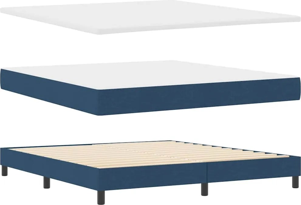 Postel s boxspringem s čelo Modrá 180 x 200 cm textil 3340044