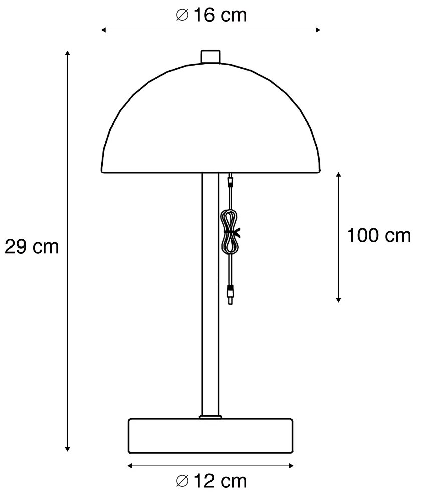 Venkovní stolní lampa tmavě zelená vč. LED 3-stupňové stmívatelné IP44 dobíjecí - Keira