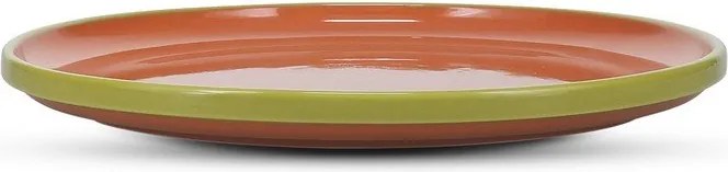 Zelený/oranžový talíř z kameniny ø 26 cm Duo – ONA