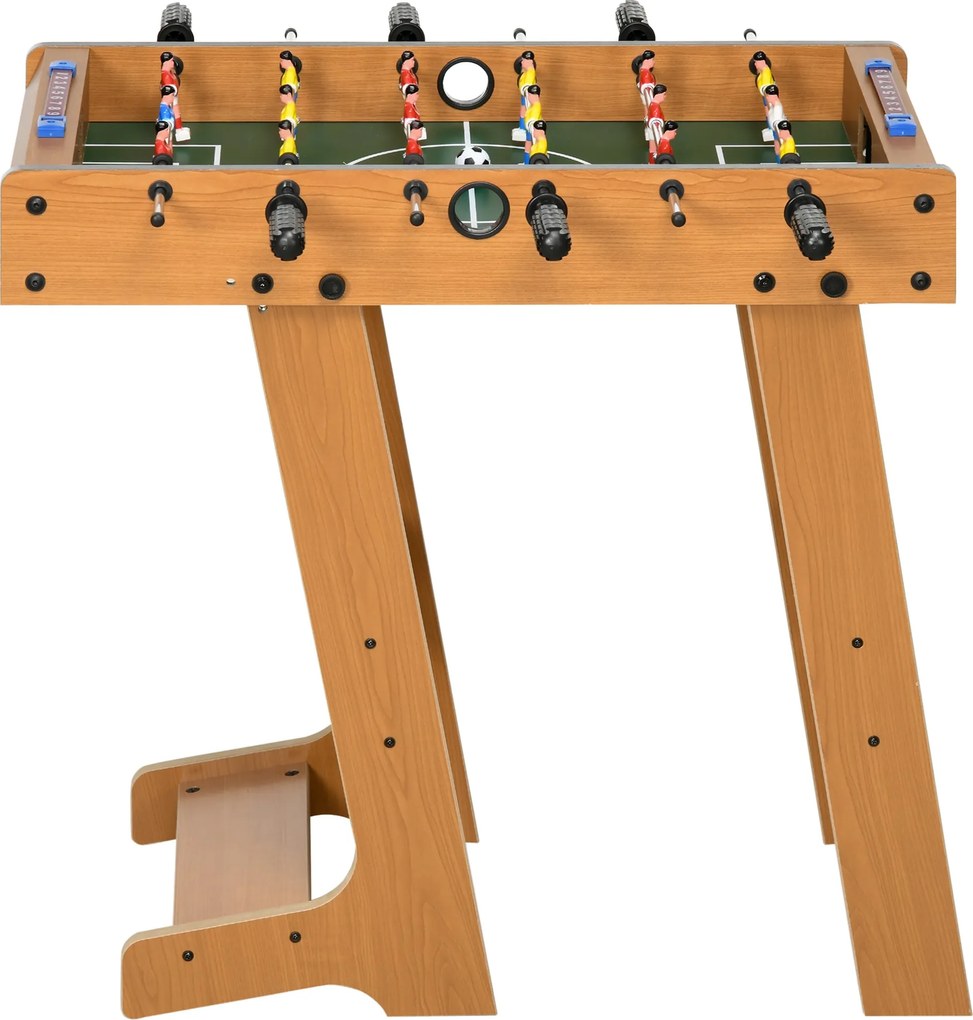 Skládací fotbalový stůl HOMCOM pro děti a dospělé, dřevěný fotbalový stůl 69x37x70 cm s 2 míčky, 6 madly, 2 ukazateli skóre, 18 hráči pro rodinné osl…