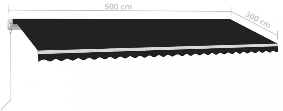 Volně stojící ručně zatahovací markýza 500x300 cm Dekorhome Bílá / modrá
