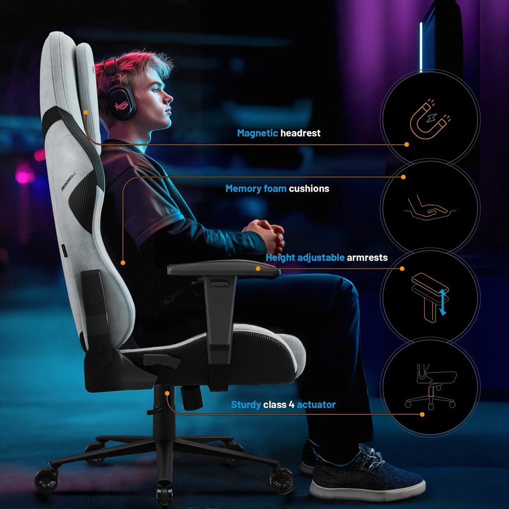 Herní židle Normal Size, šedý-černý: Diablo X-One Prime Nightwolf Moon