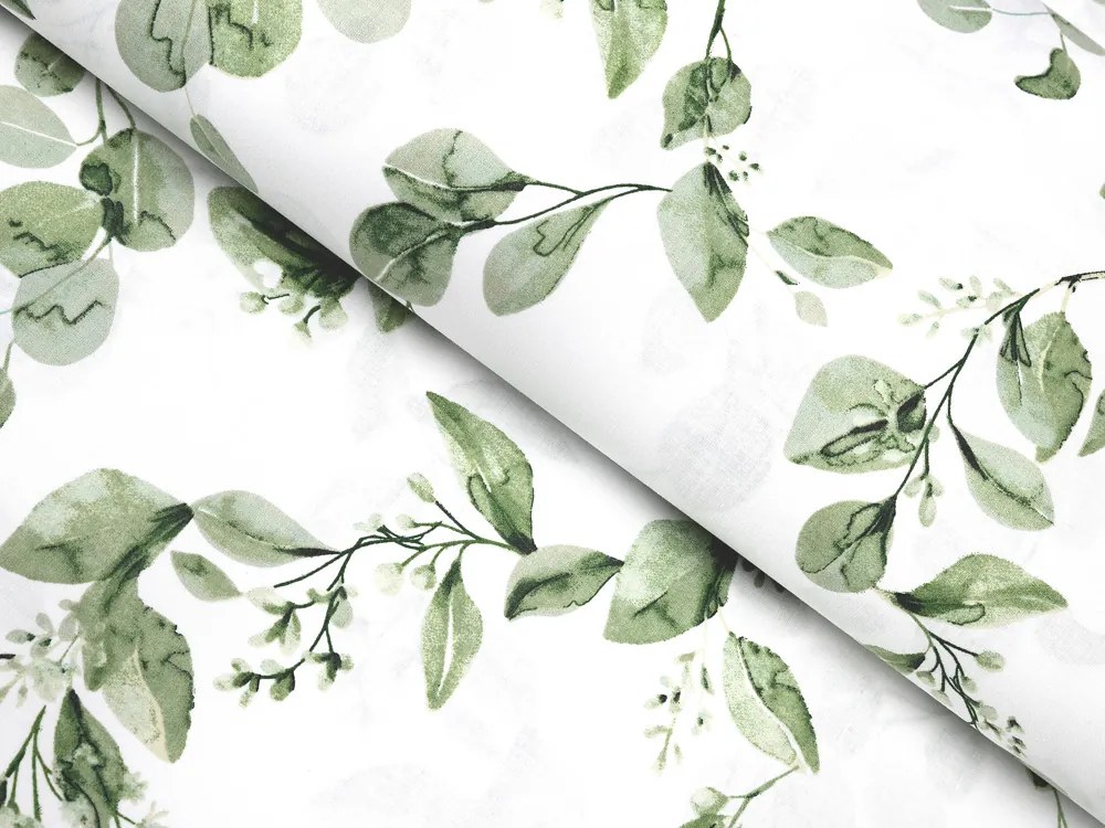 Biante Bavlněné prostírání na stůl Sandra SA-422 Zelené listy na bílém 35x45 cm
