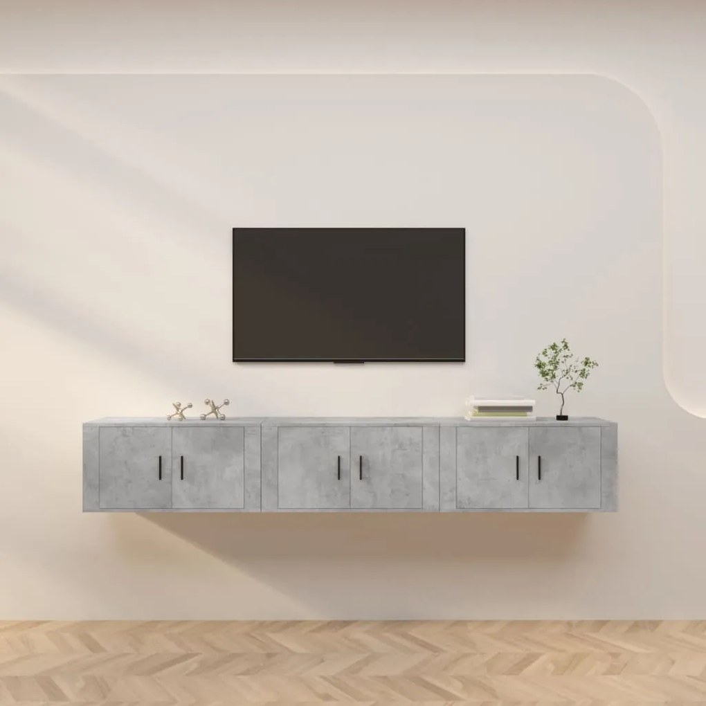 Nástěnné TV skříňky 3 ks betonově šedé 80 x 34,5 x 40 cm 3188362