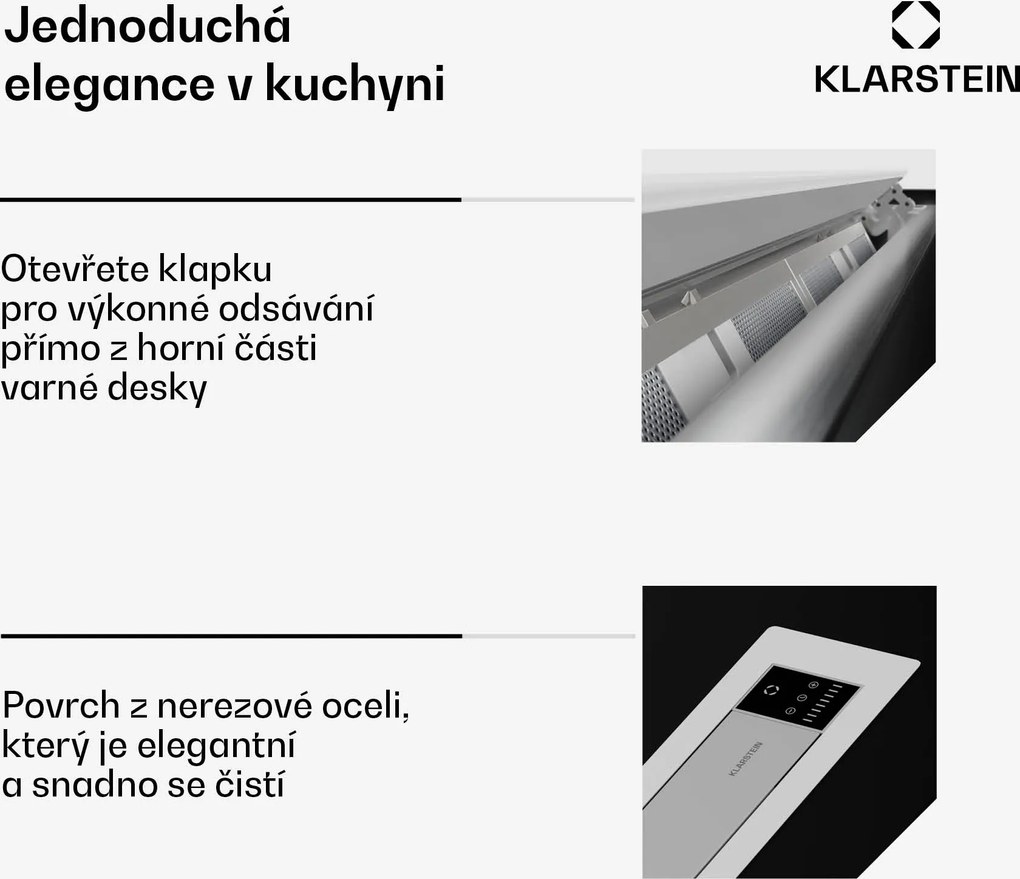 Klarstein Brisa, digestoř 90 cm, výsuvá, nnerezová ocel, 710 m³/h, A+