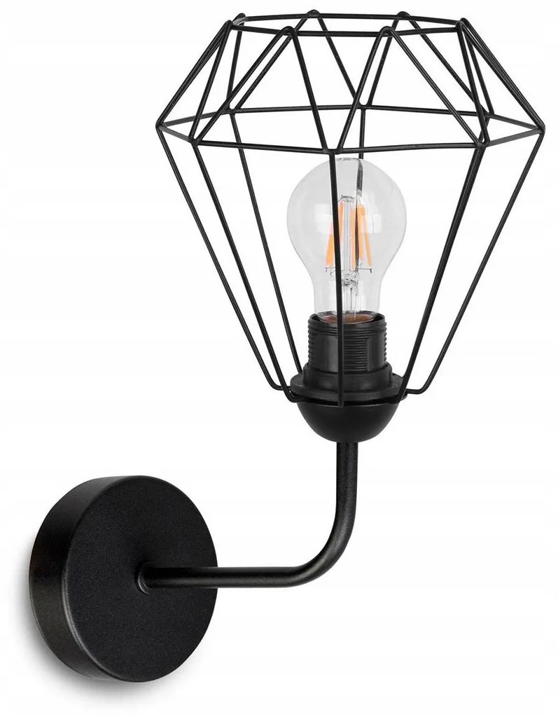Nástěnné svítidlo FUSION, 1x černé drátěné stínítko