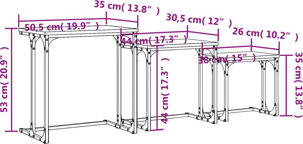 vidaXL Hnízdové konferenční stolky 3 ks černé kompozitní dřevo [837817]