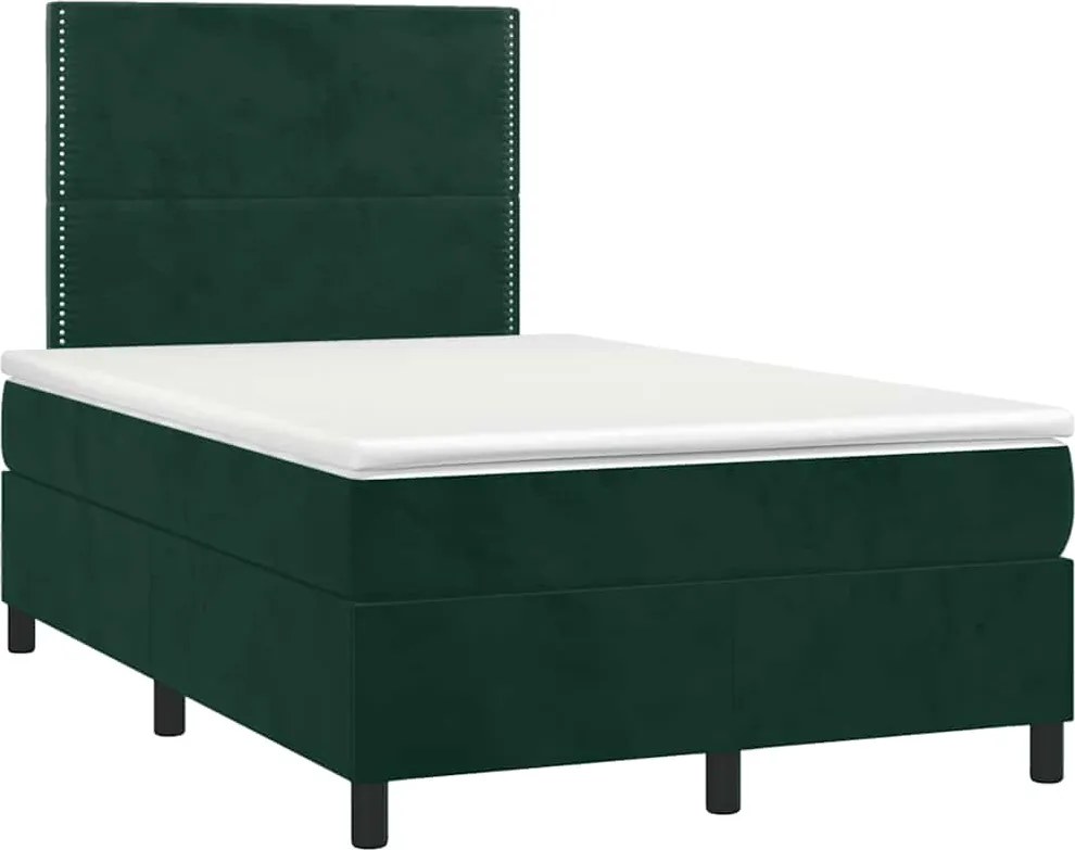 Box spring postel s matrací a LED tmavě zelená 120x190 cm samet 3270308