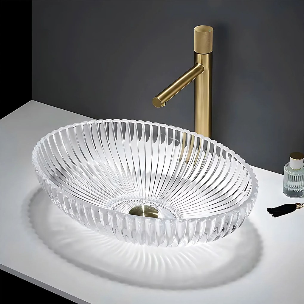 Rea Nicole, skleněné umyvadlo na desku 510x345x150 mm, čirá, REA-U4701