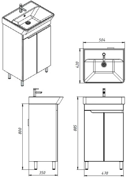 Lavedo Ozon 50 koupelnová skříňka s umyvadlem