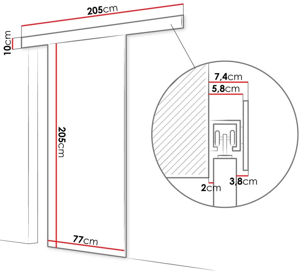 Posuvné dveře se zrcadlem MIRAN 2 - 70 cm, bílé