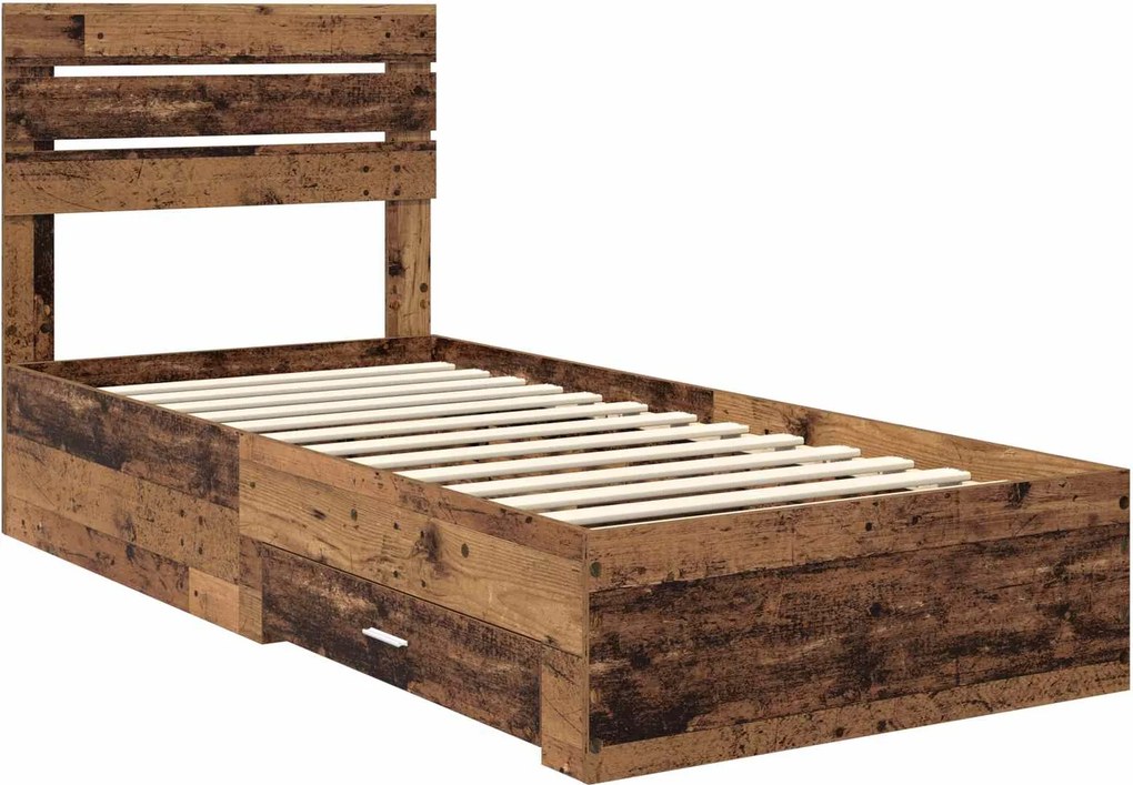 Rám postele s čelo Staré dřevo 90 x 200 cm Kompozitní dřevo 3411689