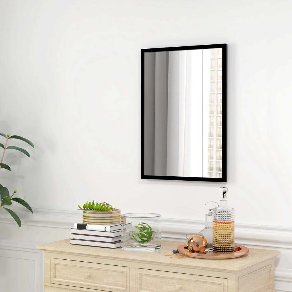HOMCOM Obdélníkové zrcadlo - Zrcadlo do koupelny 50x70 cm - Dekorativní nástěnné zrcadlo do obývacího pokoje, předsíně, chodby - Horizontální nebo ve…