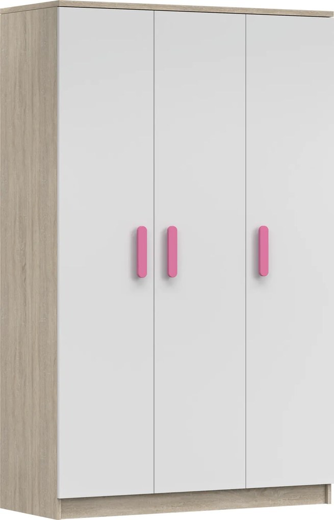 IDZ Šatní skříň SMYK III 3D 19, 120 cm Bílá + Dub Sonoma / Barevné úchytky Barva: Modrá