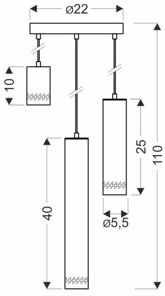 Lustr na lanku TUBO 3xGU10/25W/230V