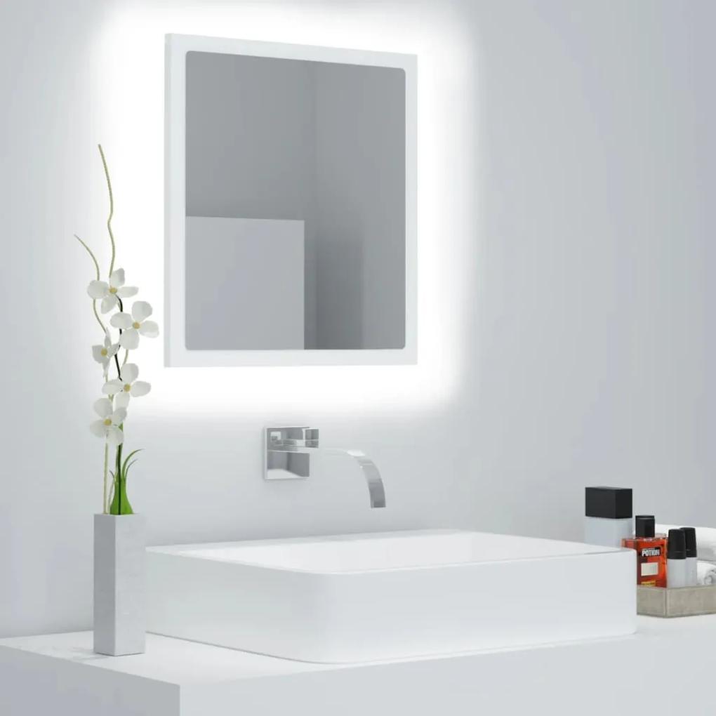 804908 vidaXL Koupelnové zrcadlo LED bílé 40 x 8,5 x 37 cm dřevotříska