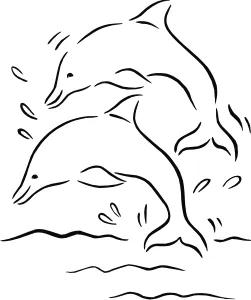 WALLVINIL Samolepky na zeď - Delfíni Barva: Liliová, Velikost: 71x60cm, Pravá / Levá: Pravá (dekorace směřuje/dívá se doprava)