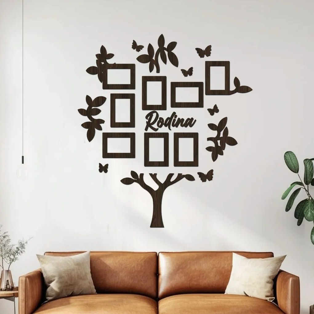dřevo života Dřevěný fotorámeček na zeď FAMILY TREE Zvolte barvu dekoru: Antracitová, Velikost fotorámečků: 109x117