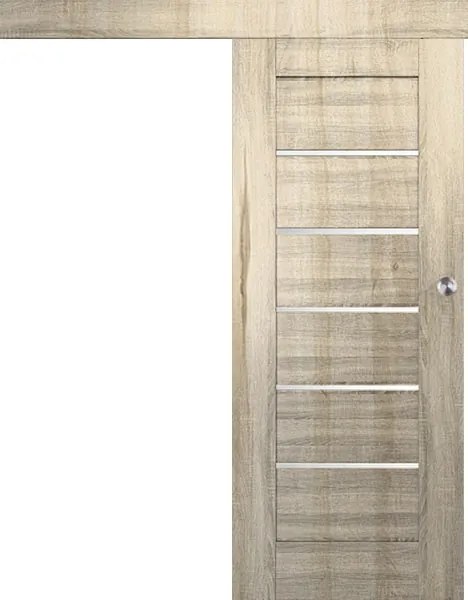 posuvné interiérové dveře na stěnu vasco doors IBIZA model 6 Průchozí rozměr: 70 x 197 cm, Orientace dveří: Levé dveře, Dekor: Dub riviera