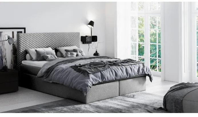 Moderní čalouněná postel s úložným prostorem Alessio šedé 160 + topper zdarma