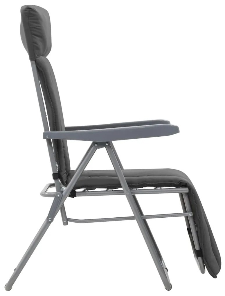 Skládací zahradní židle s poduškami 2 ks šedé - Default Title