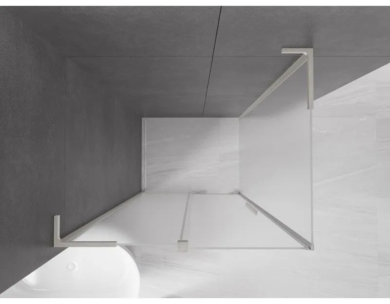 Mexen Velar L, sprchový kout s posuvnými dveřmi 100 x 90 cm, 8mm sklo námraza, broušená ocel, 871-100-090-33-97