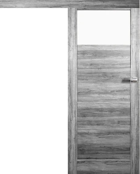 posuvné interiérové dveře na stěnu vasco doors TEO model 2 Průchozí rozměr: 70 x 197 cm, Orientace dveří: Levé dveře, Dekor: Dub stříbrný